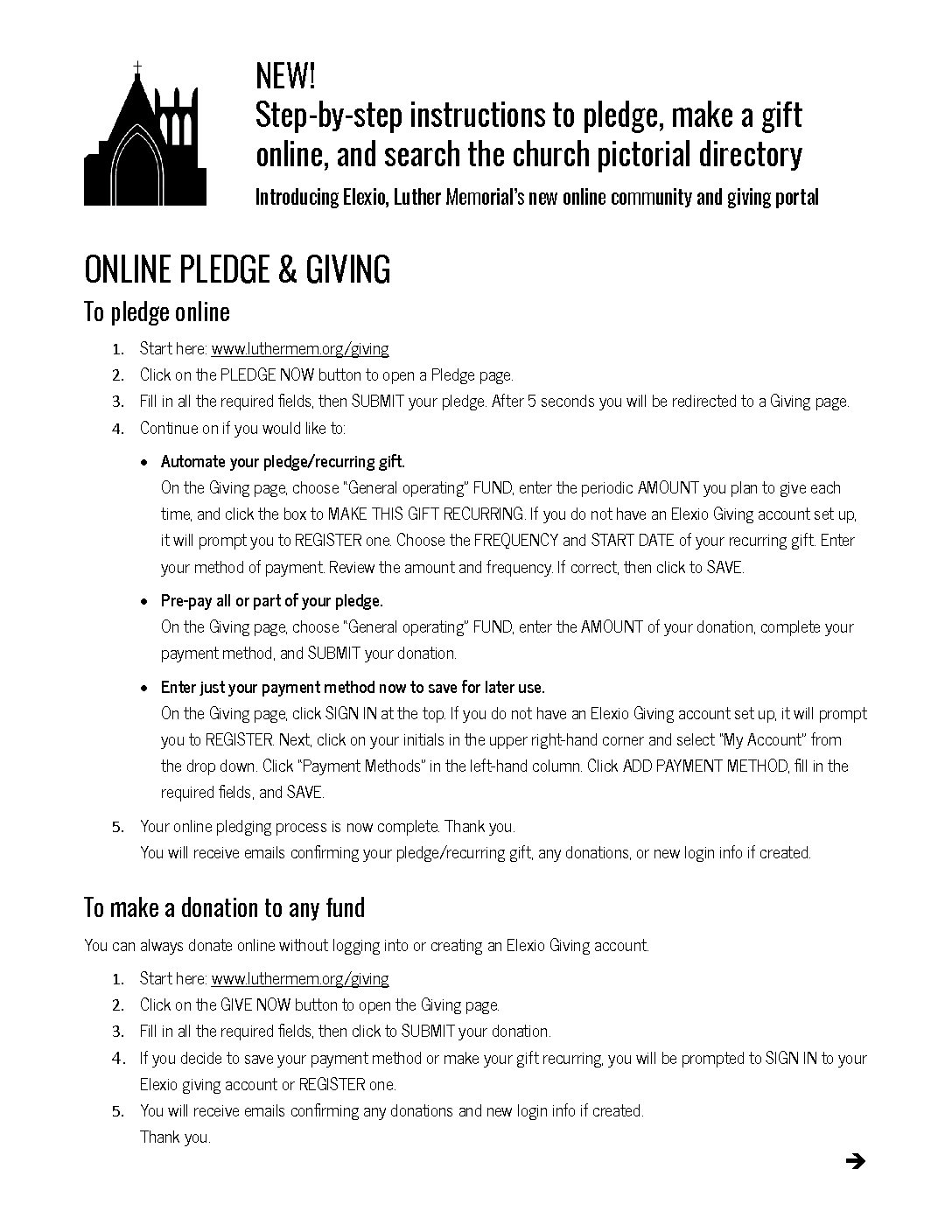 pledge-instructions | Luther Memorial Church † Madison, Wisconsin