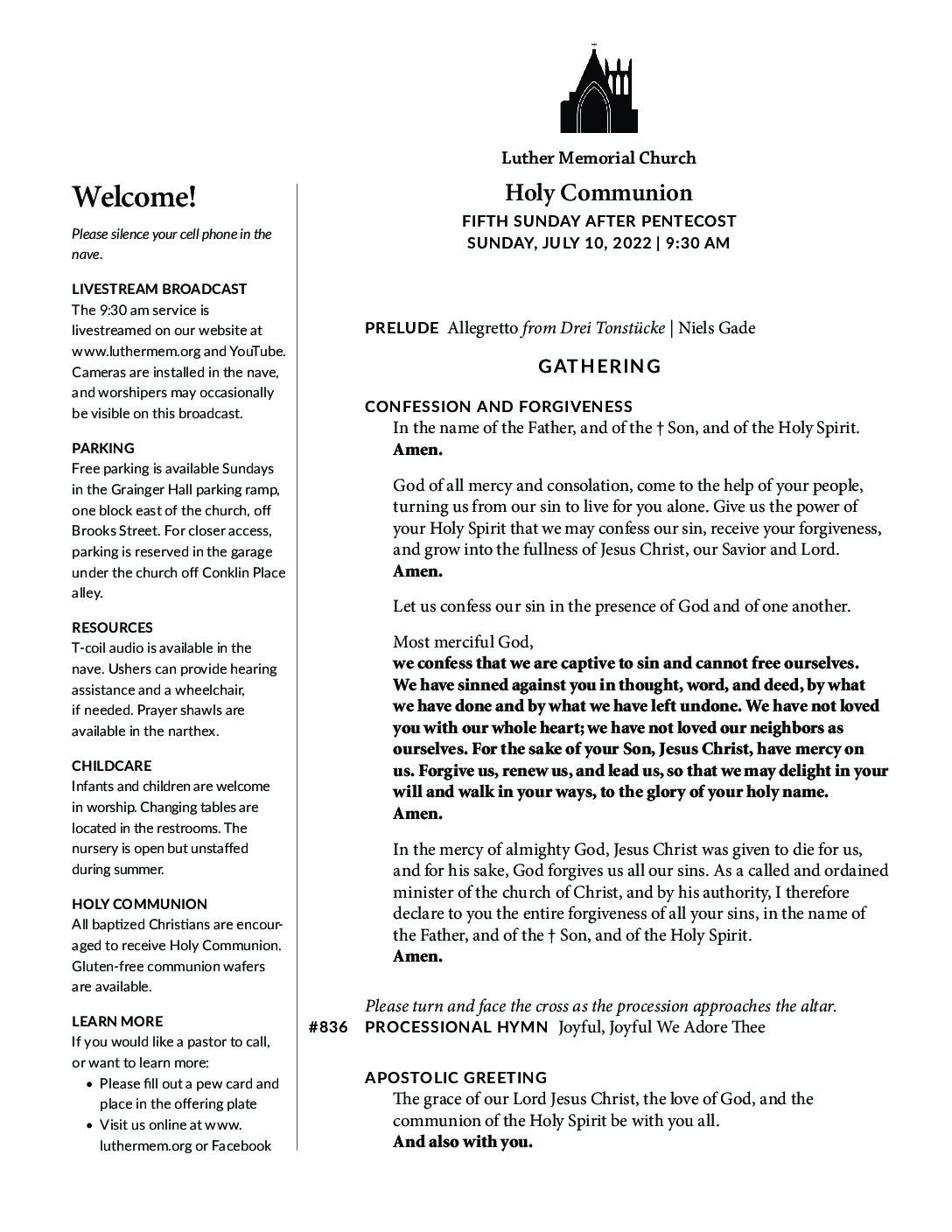 071022 5 pentecost | Luther Memorial Church † Madison, Wisconsin